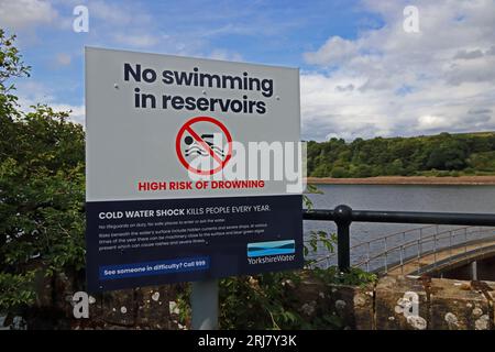 No swimming in reservoirs sign, Ogden Water, Halifax Stock Photo - Alamy