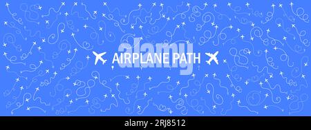 Airplane or aeroplane routes path big set. Travel concept from start ...