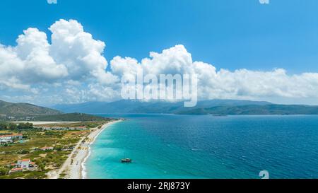Aerial photo of Mycale beach on Samos island, Greece Stock Photo - Alamy