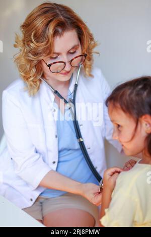 girl make doctor's check-up before school Stock Photo - Alamy