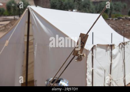Roman legionary tent or contubernium. Replica of tents used in the ...