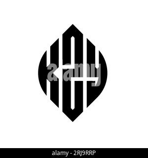 KZY circle letter logo design with circle and ellipse shape. KZY ...