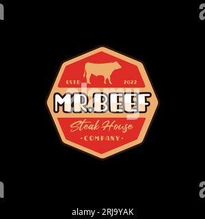 Vintage Cattle Angus Beef Meat Label logo design Stock Vector Image & Art - Alamy