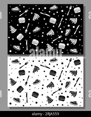 Fast food pattern seamless. burger and fried chicken leg and French ...