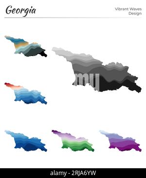 Georgia map. Collection of maps of Georgia in dotted style. Borders of ...