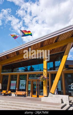Exterior Of Whistler Public Library In Winter; Whistler, British ...