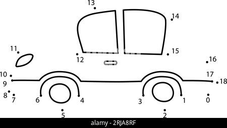 Connect the dots game. Car printable worksheet for kids. Can be used as ...