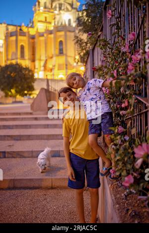 Family with children, siblings, visiting Madrid during family vacation ...