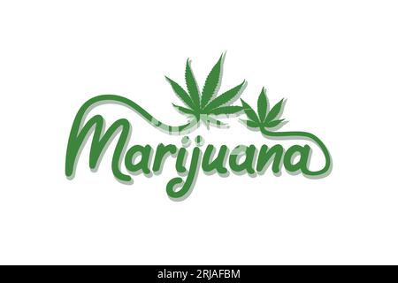 Marijuana Typography With Cannabis Leaf Icon Vector Logo Design Stock ...