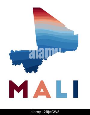 Mali MAP in Blue, Country Map, Mali, Border Map, Border line of Mali ...