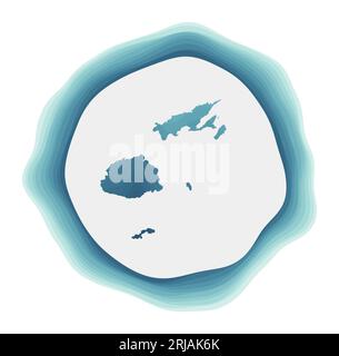 Fiji round stamp. Round logo with country map and title. Stylish ...