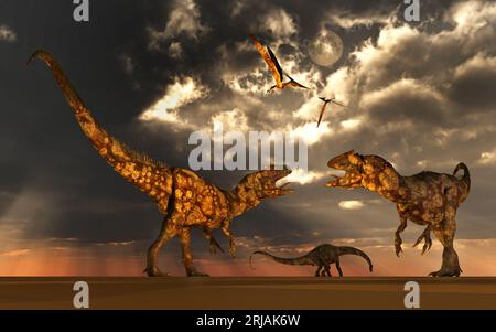 Allosaurus Dinosaurs & Other Creatures From The Jurassic Era Stock ...