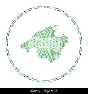 Majorca icon. Round logo with island map and title. Stylish Majorca ...