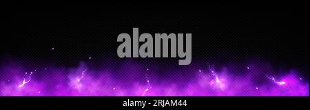Purple lightning and smoke effect frame background. 3d abstract thunder ...