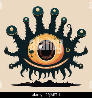 Minimalist Eyeball Monster. Creepy Role Playing Monster with Giant ...