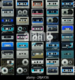 Collage of various vintage audio cassettes tapes Stock Photo - Alamy