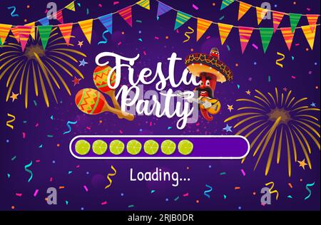 Fiesta loading bar with Tex Mex food characters on Mexican holiday ...