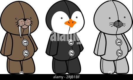 standing chibi animals character cartoon pack collection in vector ...