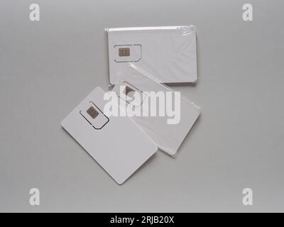 blank triple cut mini micro nano sim card with copy space Stock Photo ...