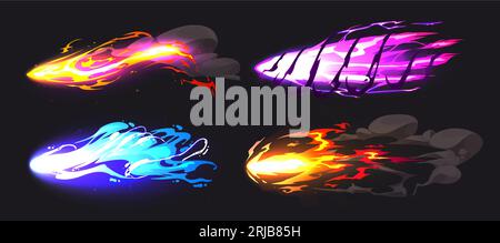 Cartoon shot effect. Laser gun blast colorful game asset, futuristic ...