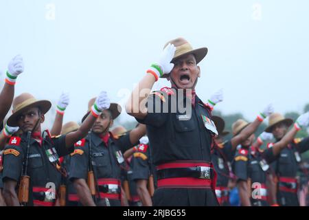 Soldiers of different platoons at the 77th Independence Day parade at ...