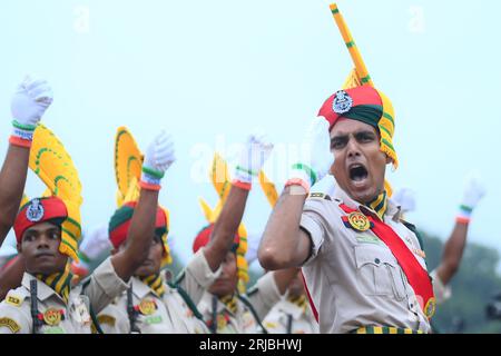 Soldiers of different platoons at the 77th Independence Day parade at ...