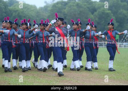 Soldiers of different platoons at the 77th Independence Day parade at ...