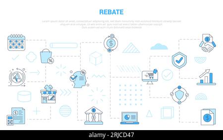 rebate concept with icon set template banner and circle round shape ...