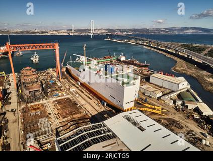 import export dock. cargo ships .beautiful cargo ship parking in port ...