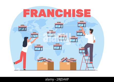 Franchise business model. Cooperation licensing of trademarks, world ...