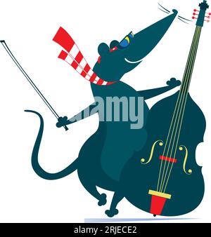 Cartoon contrabass, double bass character. Isolated vector musical ...