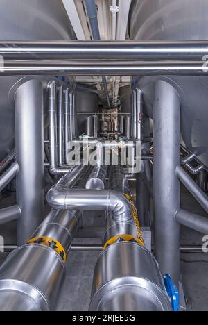 Piping, tubing, and vats in a commercial beer brewery Stock Photo - Alamy