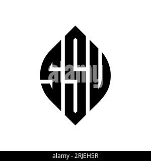 SSU circle letter logo design with circle and ellipse shape. SSU ...