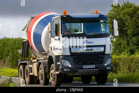 Cemex concrete mixer lorry on the M40 motorway, Warwickshire, UK Stock ...
