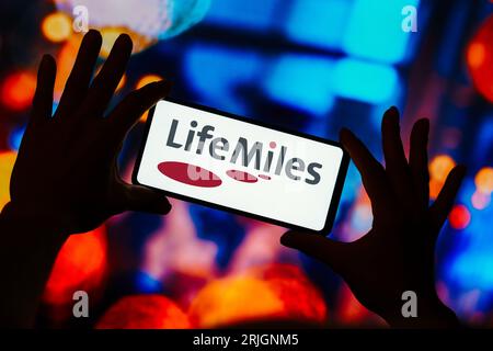 In this photo illustration, the LifeMiles (Avianca) logo seen displayed ...