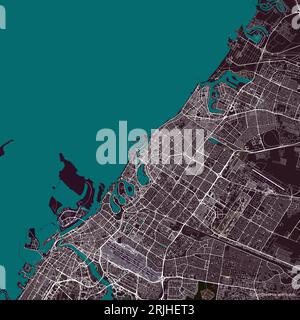 Detailed vector map poster of Sharjah city administrative area. Pantone ...
