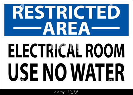 Restricted Area Sign Notice Electrical Room Use No Water Stock Vector ...