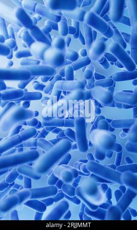 Large groups of germs with blue background, 3d rendering. Digital ...