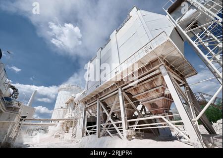 Dedusting equipment to clean furnace gases under blue sky Stock Photo ...