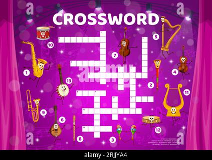 Musical instruments. Crossword puzzle worksheet. Word quiz, crossword ...