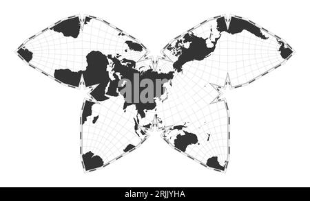 Vector world map. Steve Waterman's butterfly projection. Plain world ...