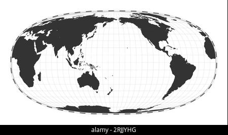 Vector world map. Waldo R. Tobler's hyperelliptical projection. Plain ...