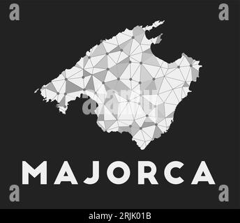 Majorca icon. Island map on dark background. Stylish Majorca map with ...