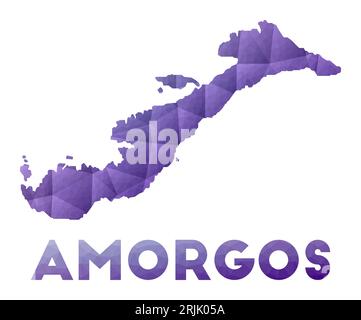 Amorgos map design. Shape of the island with beautiful geometric waves ...