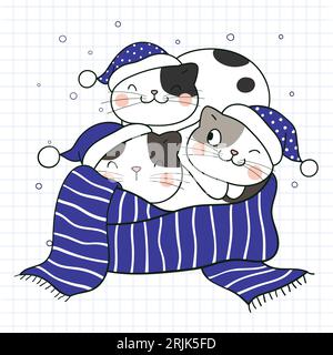 Hand drawn vector abstract Merry Christmas and Happy New Year cartoon ...
