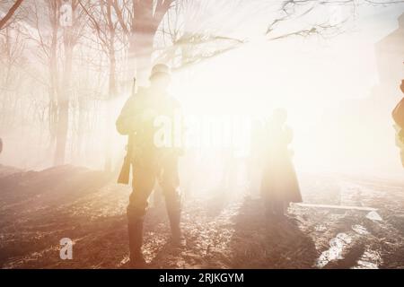 World War II, Human shadow on bank steps, in Hiroshima after the ...