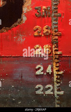 Detail of the Plimsoll line on a ship Stock Photo - Alamy