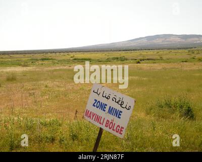 Minefield Danger Warning Sign Positioned along the Syrian-Turkish ...