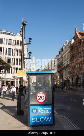 A City of London Police security checkpoint on Queen Victoria street ...