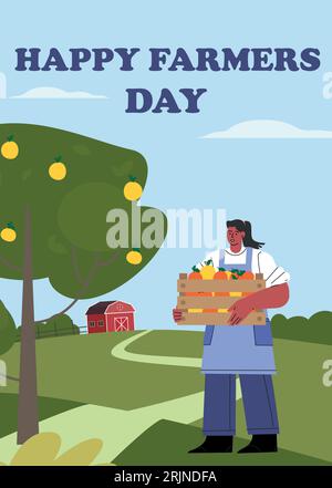 Happy farmers day poster template. Farmer at work, agricultural worker ...